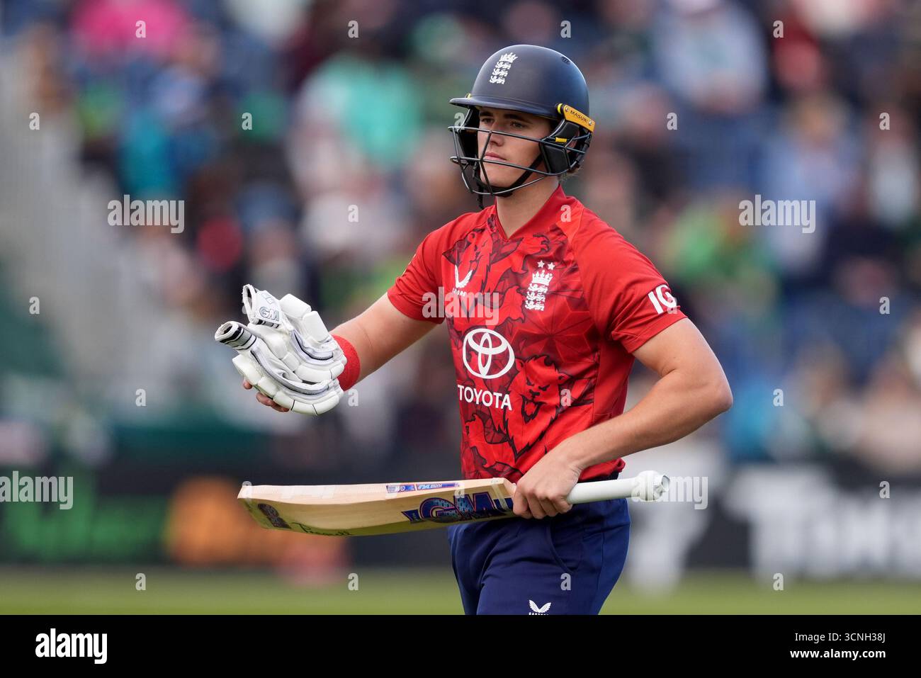 England's Jacob Bethell leaves the field after being caught out during ...