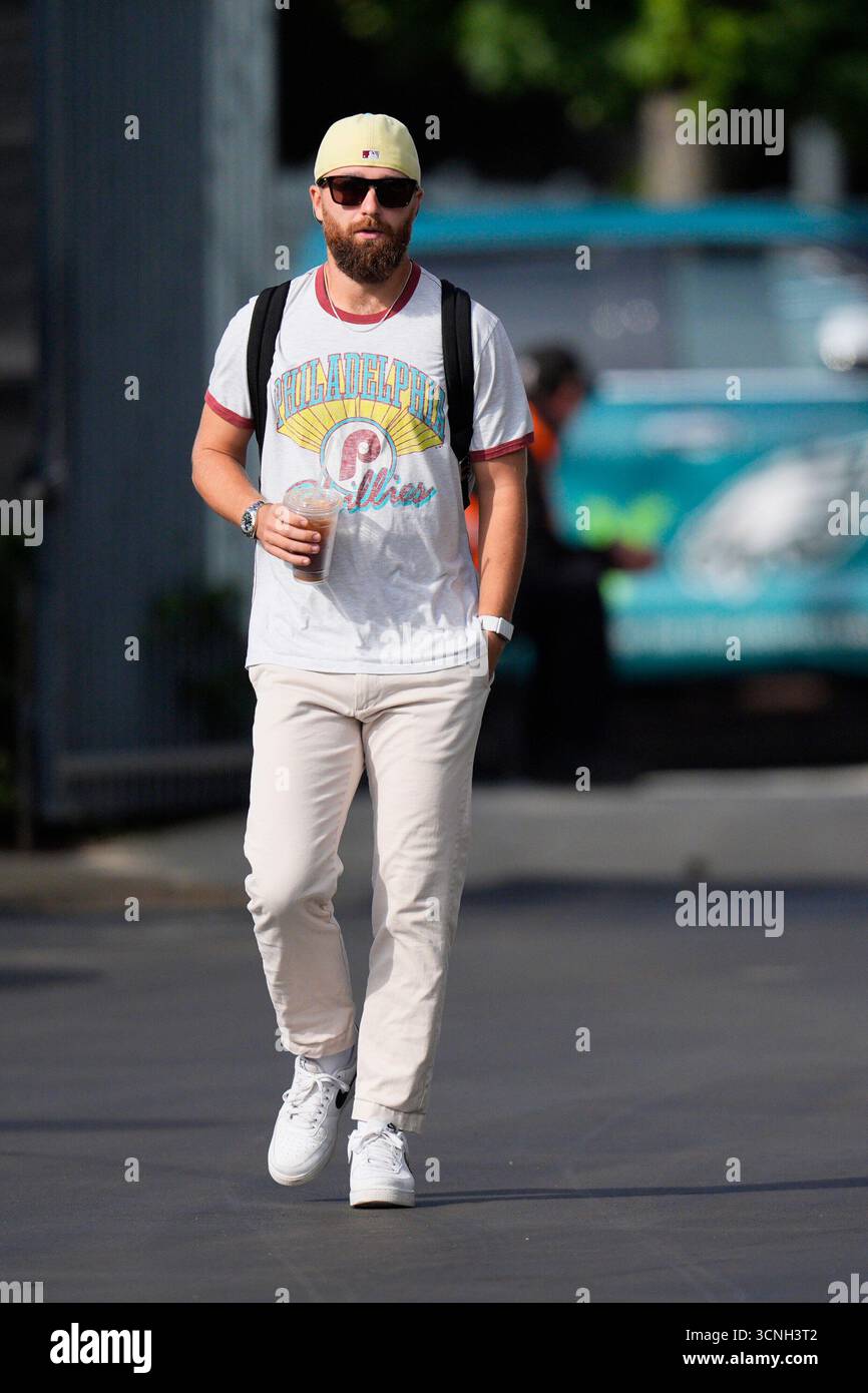 Philadelphia Eagles kicker Jake Elliott arrives before an NFL football ...