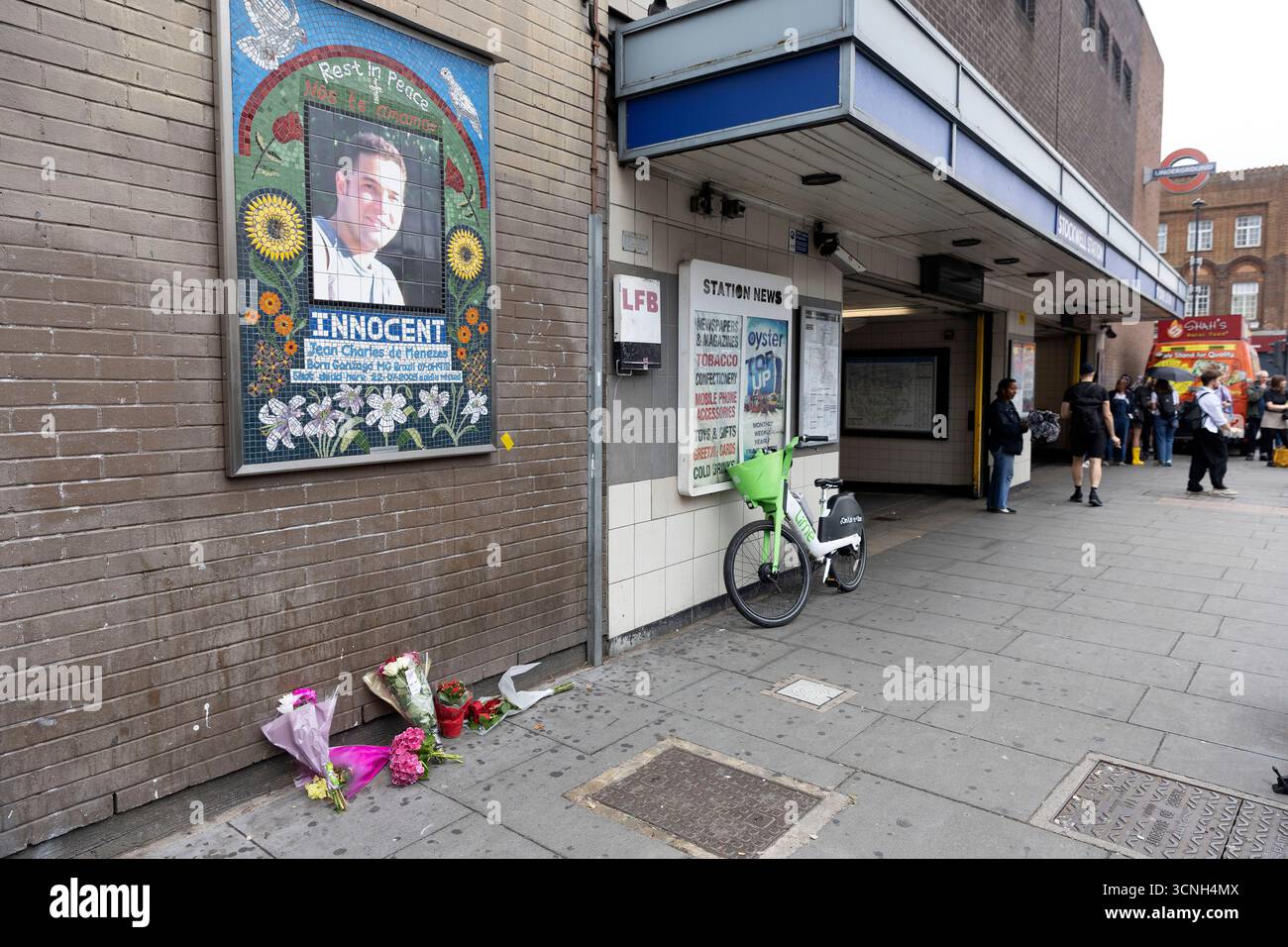 Flowers are seen at the memorial of Jean Charles de Menezes outside ...