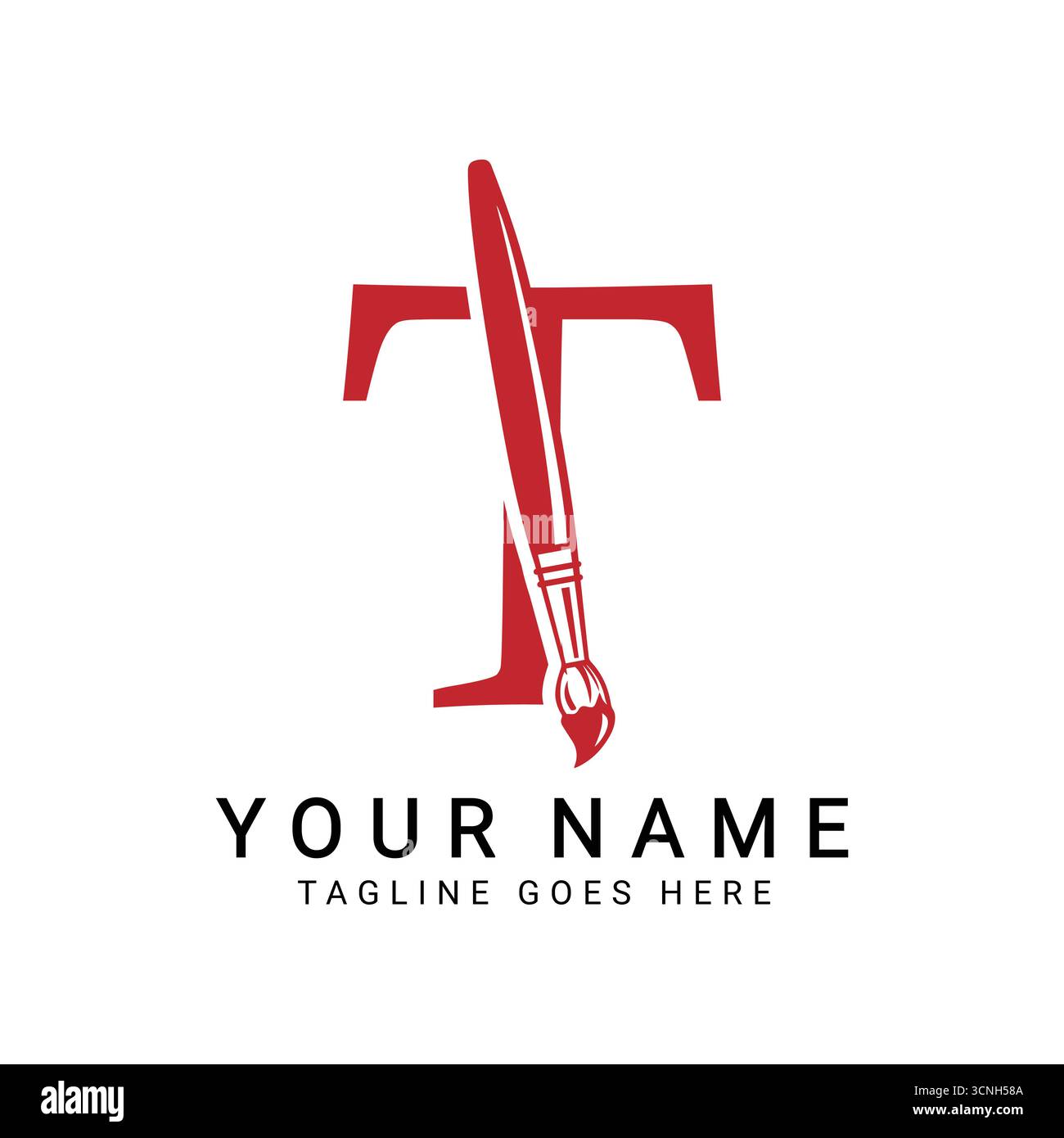 Letter T Painting Brush Logo Design. Alphabet T Painting Artist Icon ...
