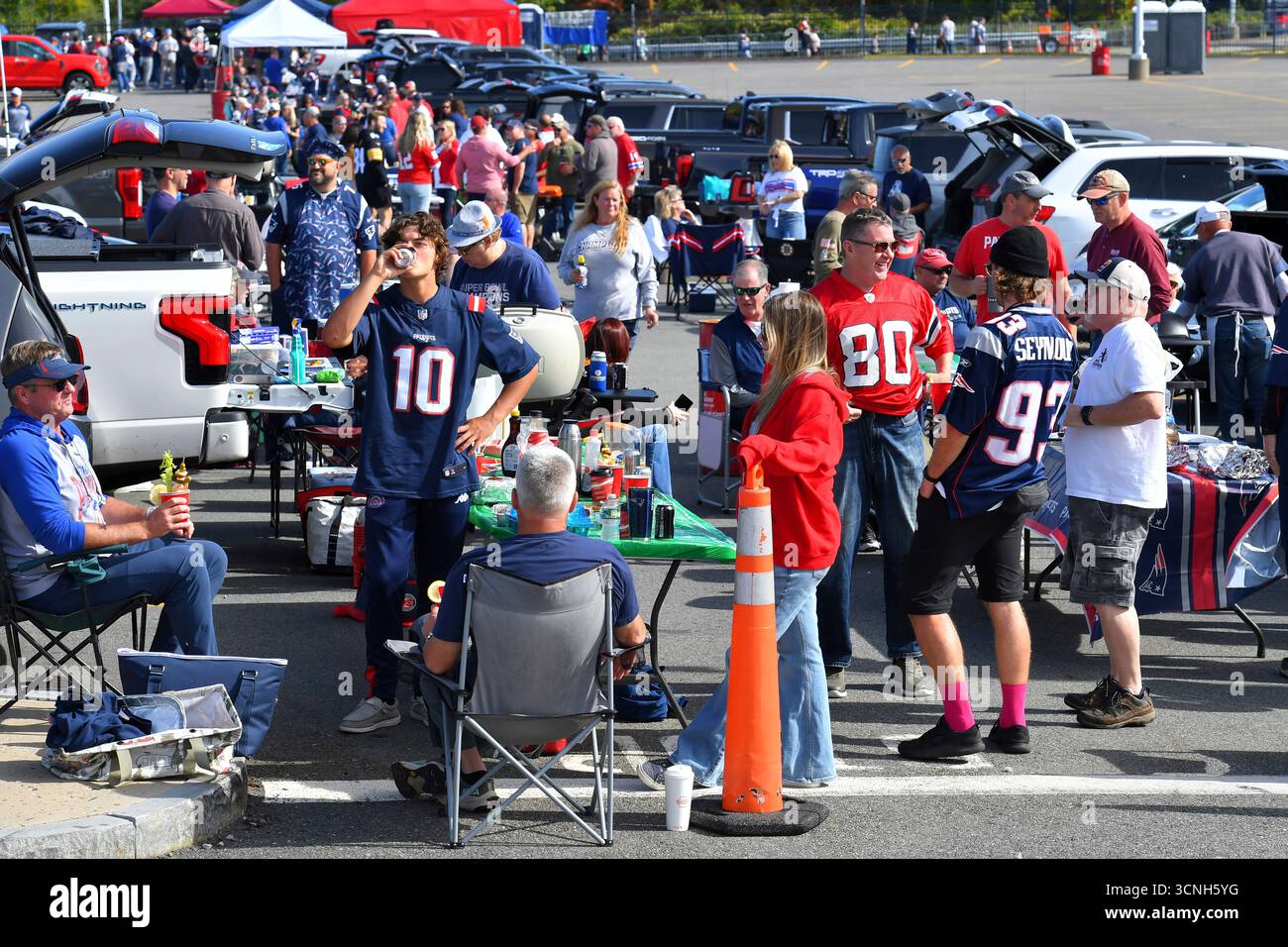 General view of fans tailgating before an NFL football game between the ...