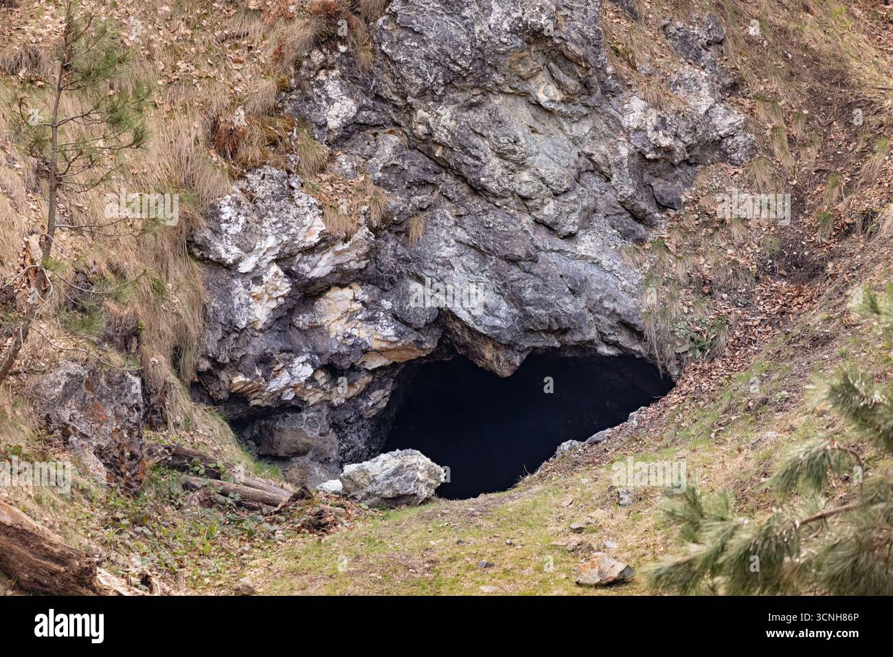 Mysterious small cave entrance hi-res stock photography and images - Alamy