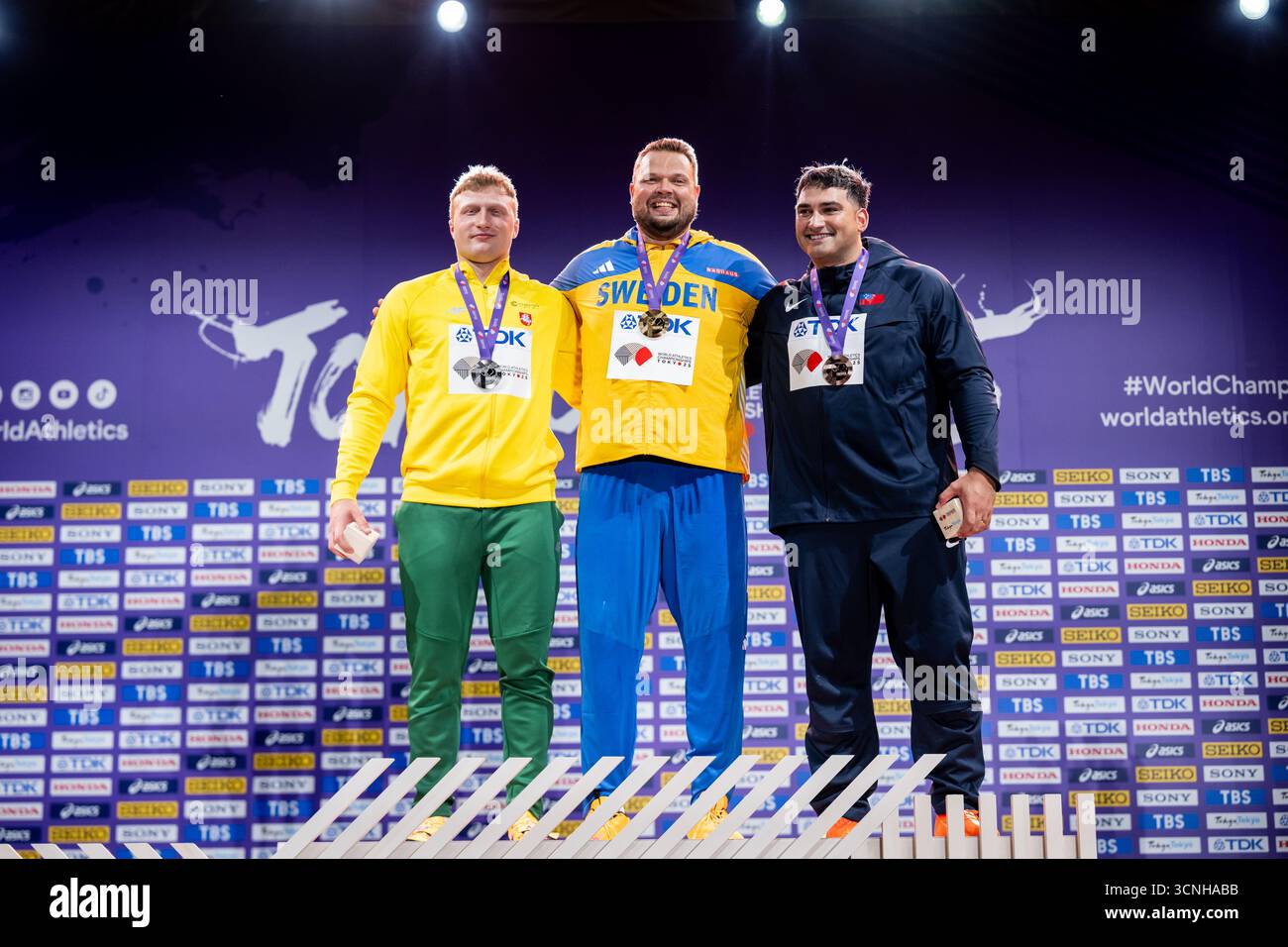 250921 Silver medalist Mykolas Alekna of Lithuania, gold medalist ...