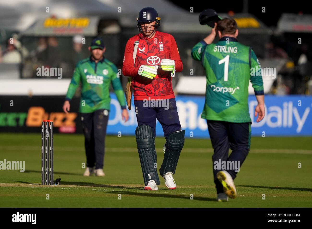 England's Tom Banton (centre) after hitting the winning runs after the ...