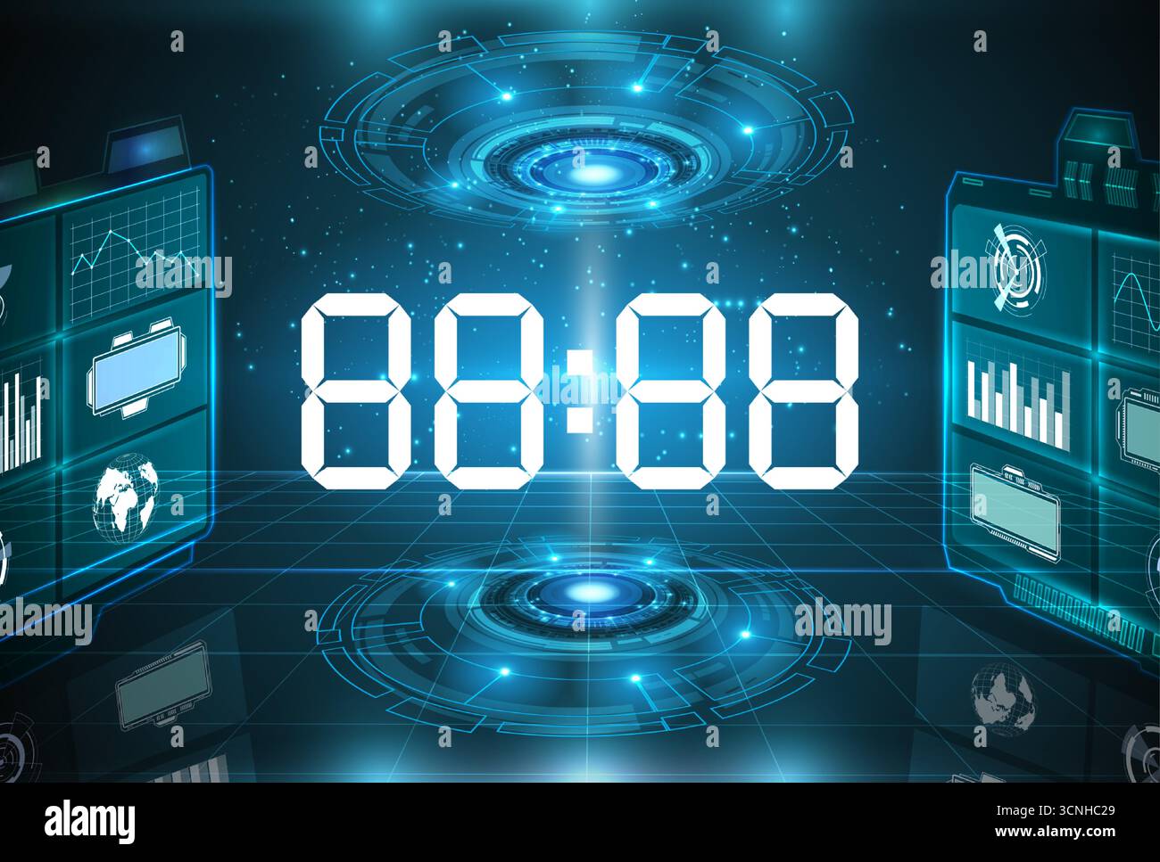 Clock neon time Stock Vector Images - Alamy