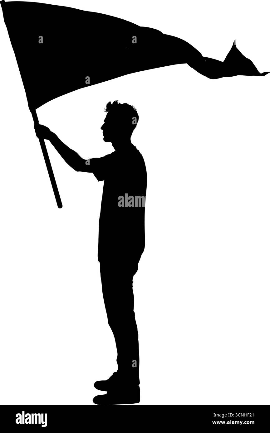 Man waving flag, full length silhouette Stock Vector Image & Art - Alamy