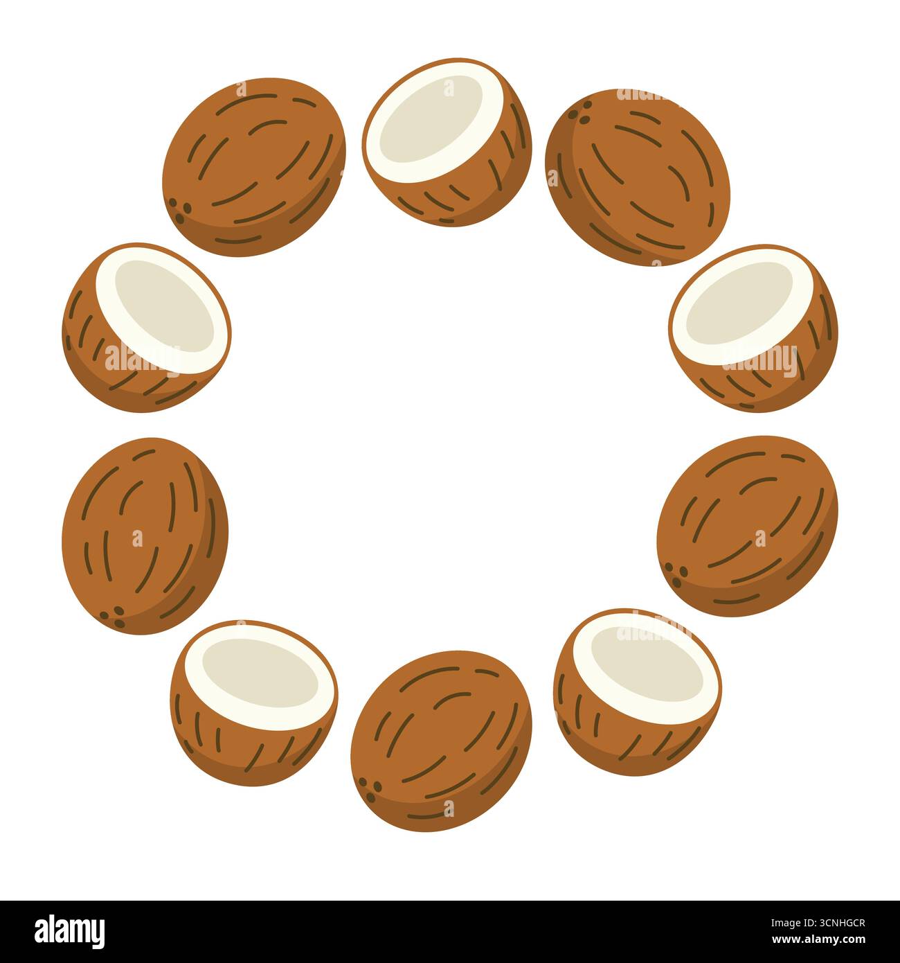 Coconut round frame tropical design Stock Vector Image & Art - Alamy