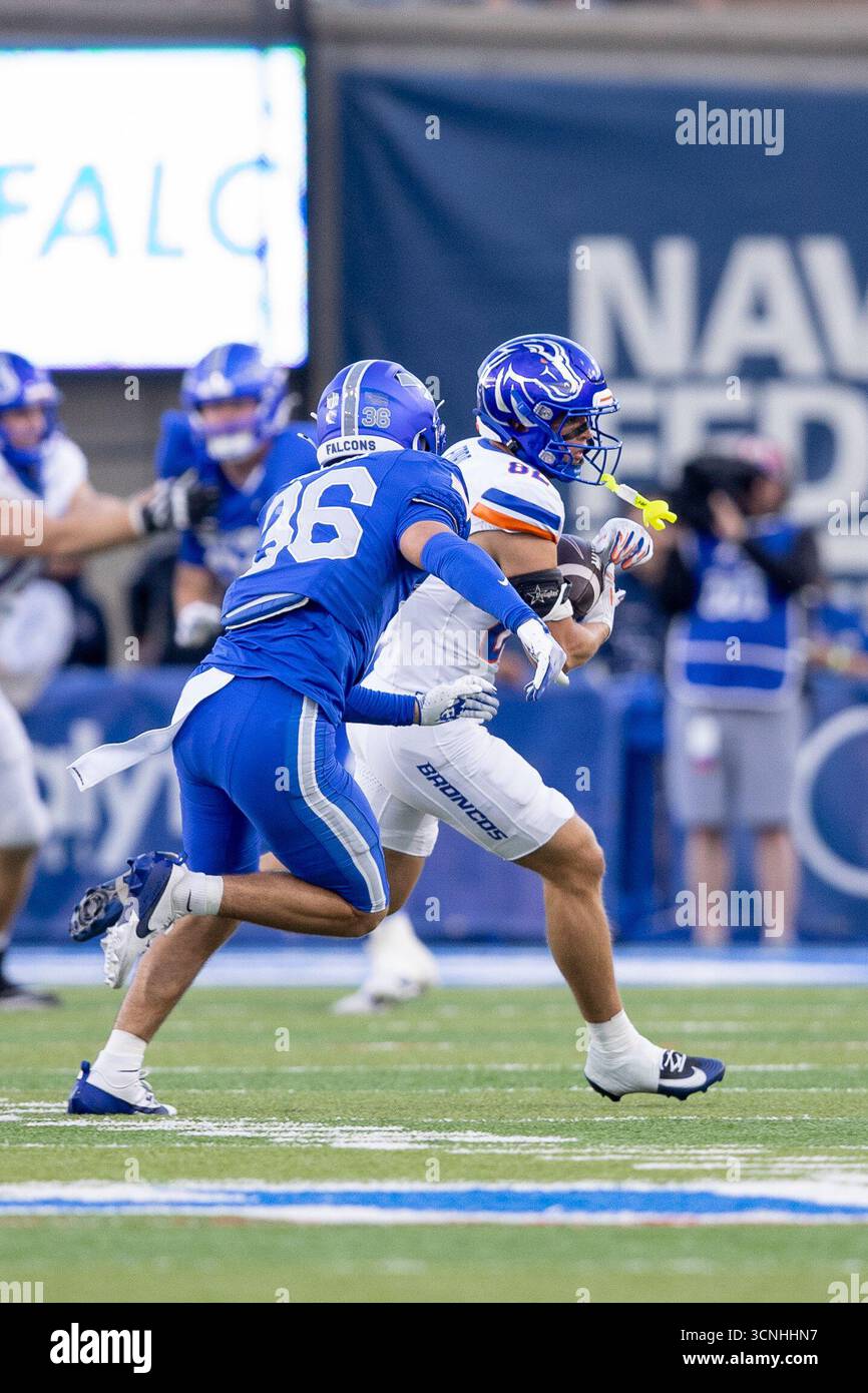 September 20, 2025: Air Force strong safety Max Mustell (36) tackles ...