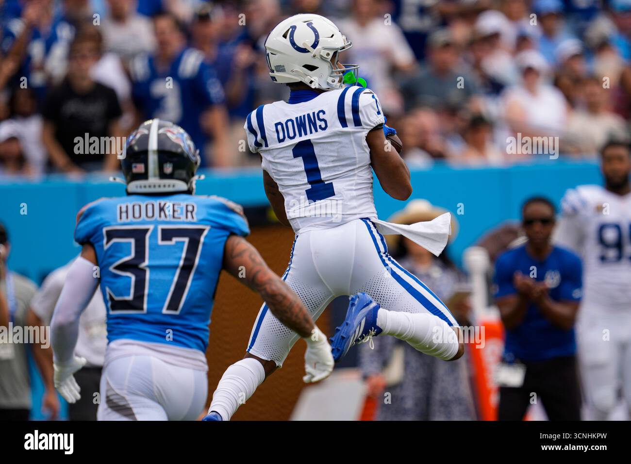 Indianapolis Colts wide receiver Josh Downs (1) makes a catch over ...