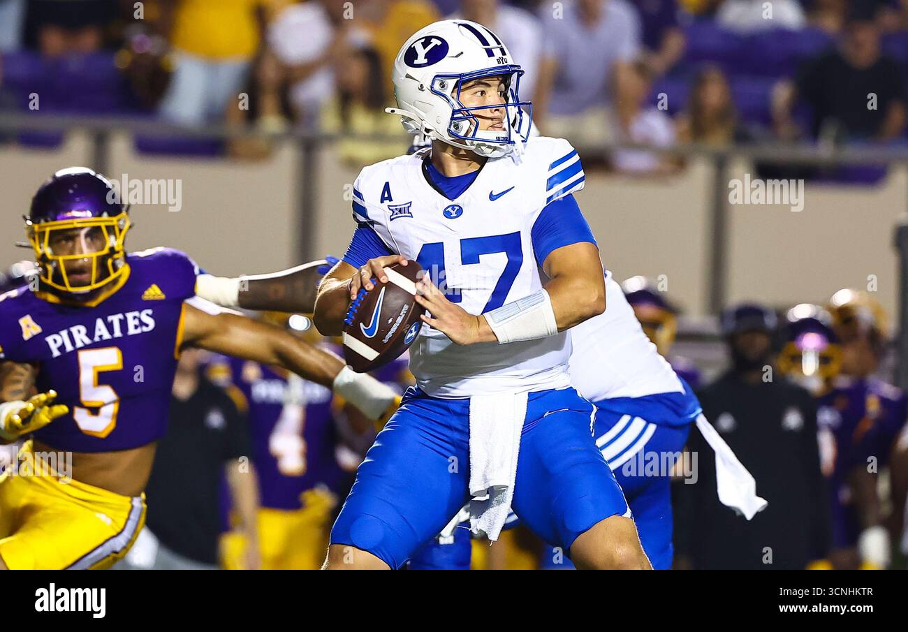 September 20, 2025: BYU quarterback Bear Bachmeier (47) passes the ball ...