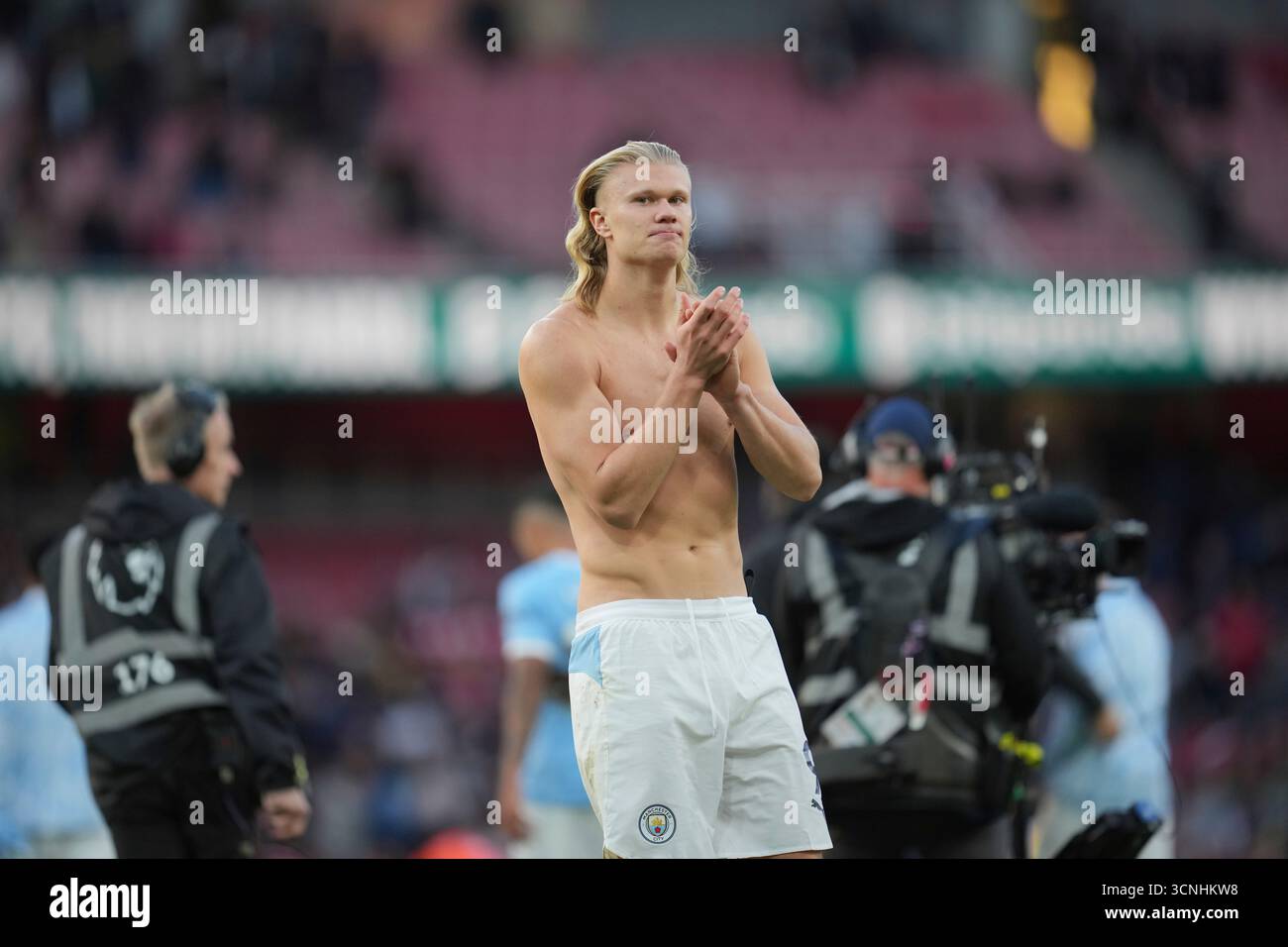 Manchester City's Erling Haaland walks off the ptich after the Premier ...