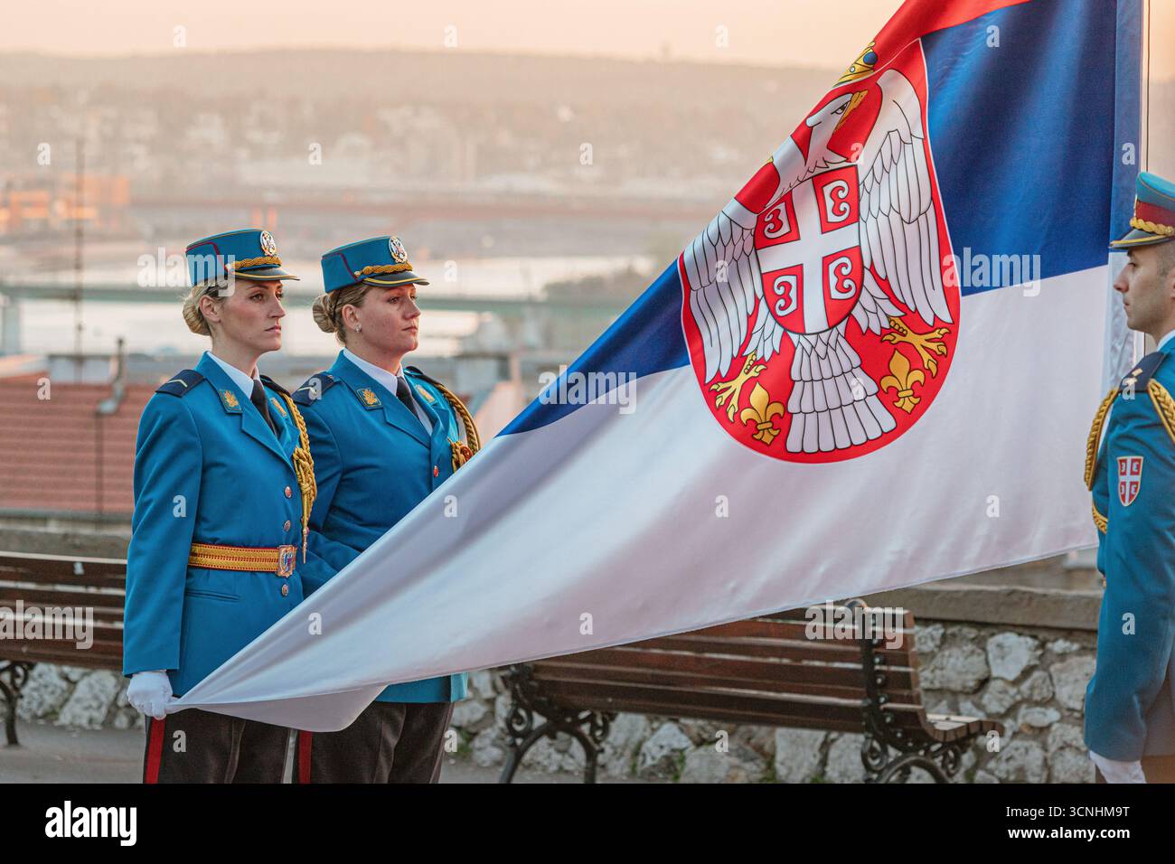 10 November 2025, Belgrade, Serbia: honor guard in ceremonial uniform ...