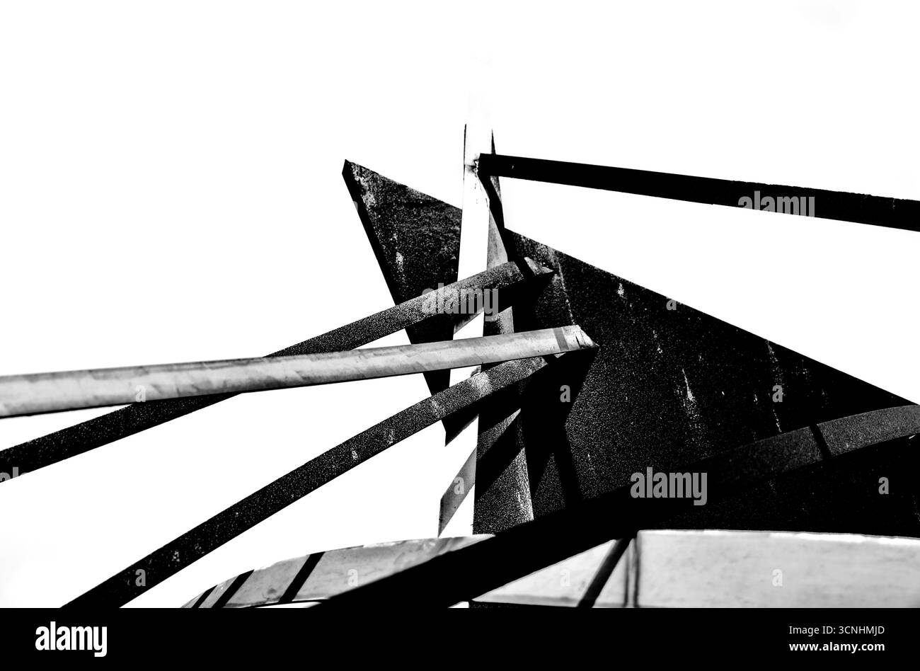 Building exteriors and large-scale abstract sculptures displayed on the ...