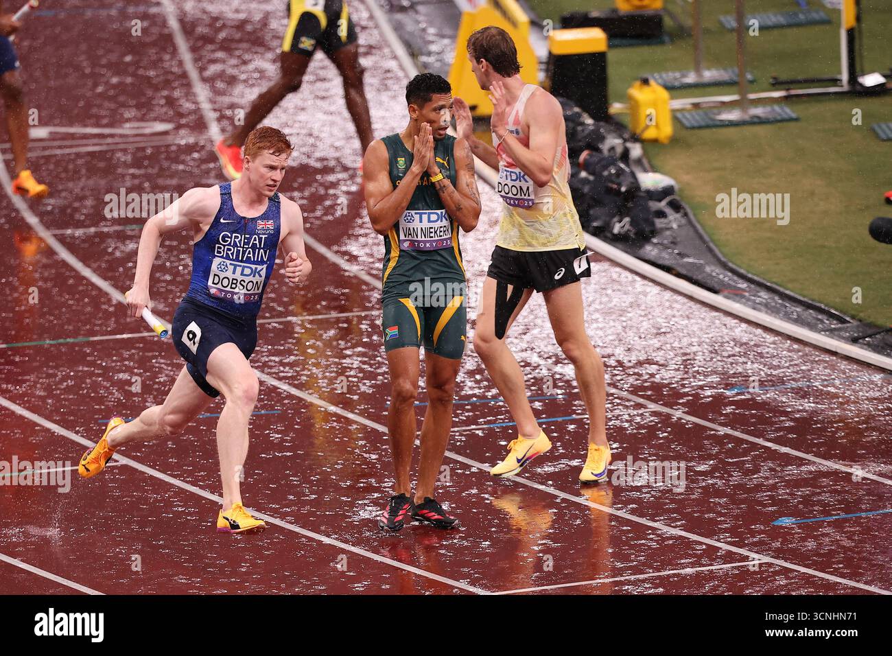 Great Britain's Charles DOBSON competes in the Men's 4x400m relay ...