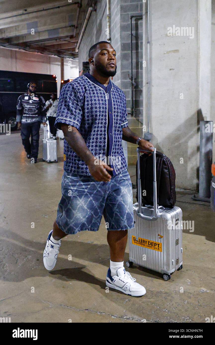 Dallas Cowboys nose tackle Kenny Clark (95) arrives at Soldier Field ...