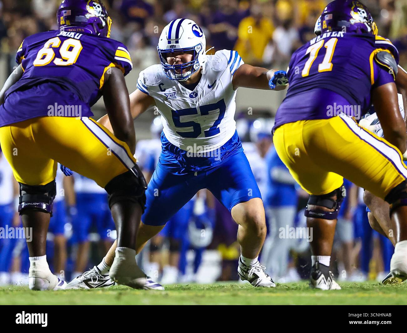 September 20, 2025: BYU defensive tackle Keanu Tanuvasa (57) rushes ...