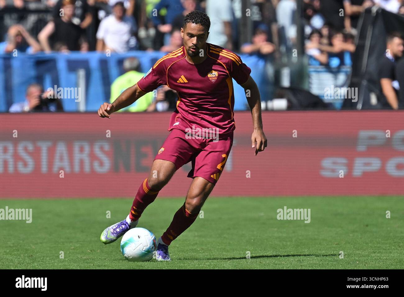 Devyne Rensch of AS Roma during the serie A Enilive match between SS ...