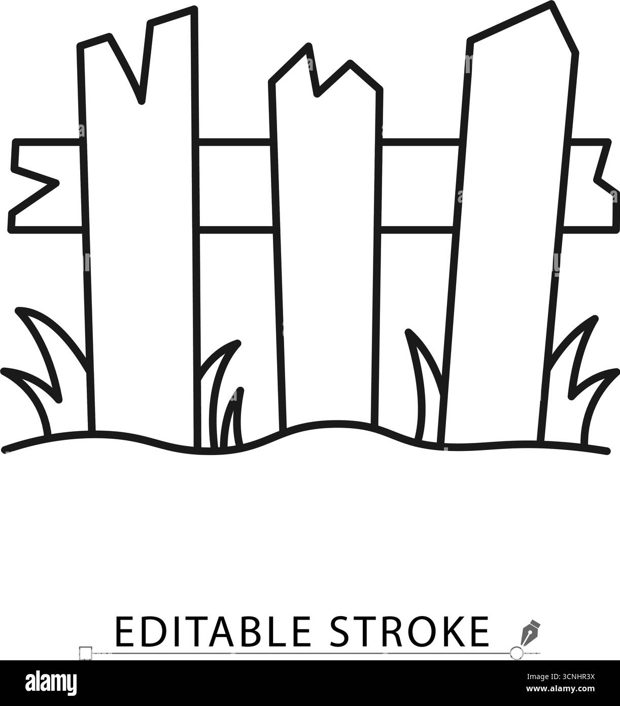 A spooky fence icon in minimalist style with editable stroke. Halloween ...