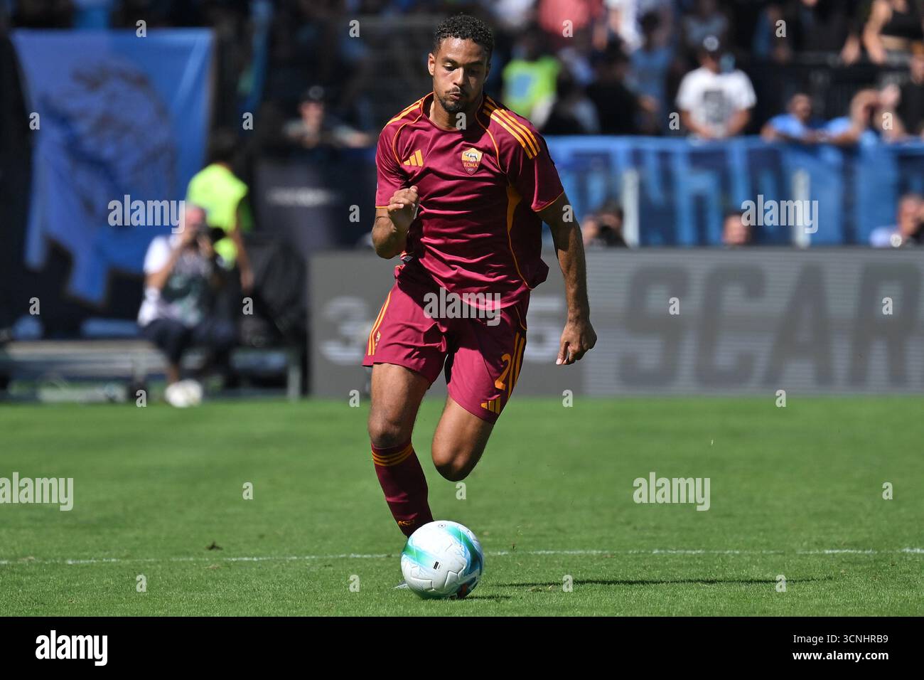 Devyne Rensch of AS Roma during the serie A Enilive match between SS ...