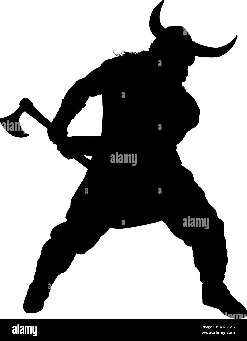 viking silhouette side view with axe vector illustration Stock Vector ...
