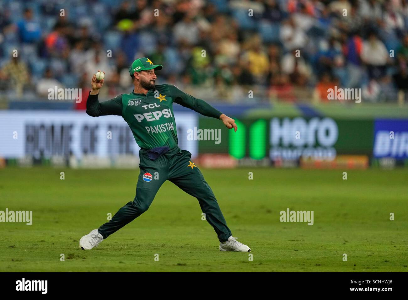 Pakistan's Mohammad Nawaz throws the ball during the Asia Cup cricket ...
