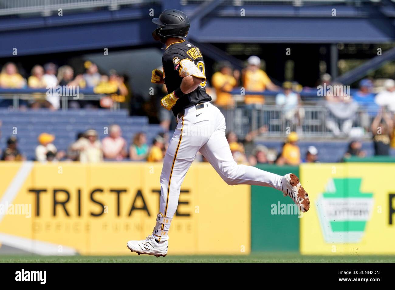 Pittsburgh Pirates' Jared Triolo rounds the bases after hitting a two ...