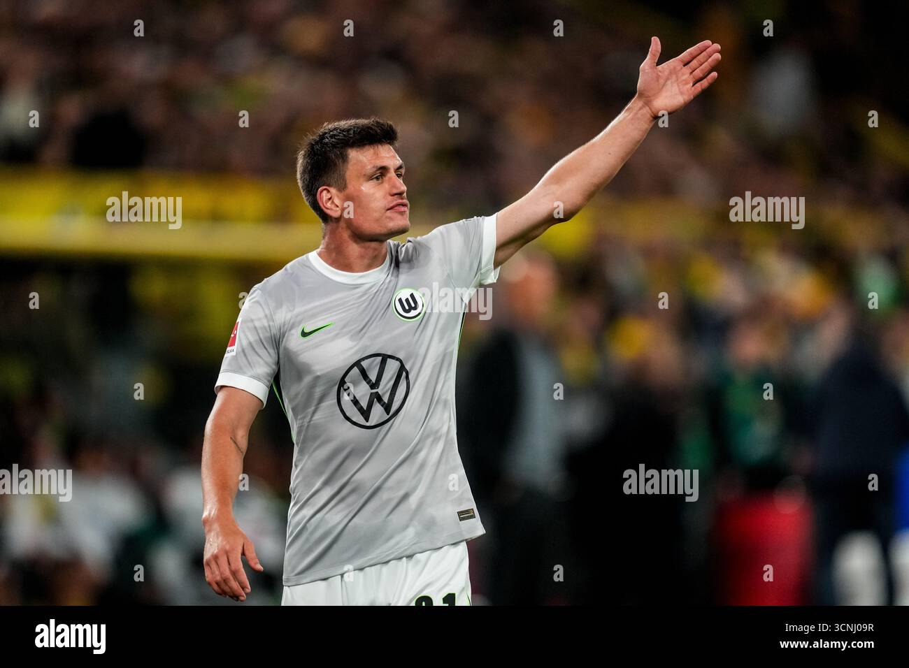 DORTMUND, GERMANY - SEPTEMBER 21: Joakim Maehle of VfL Wolfsburg ...