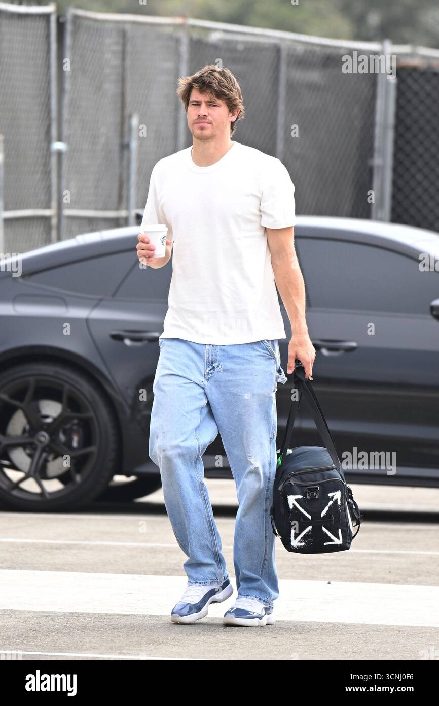 Los Angeles Chargers quarterback Justin Herbert arrives at SoFi Stadium ...