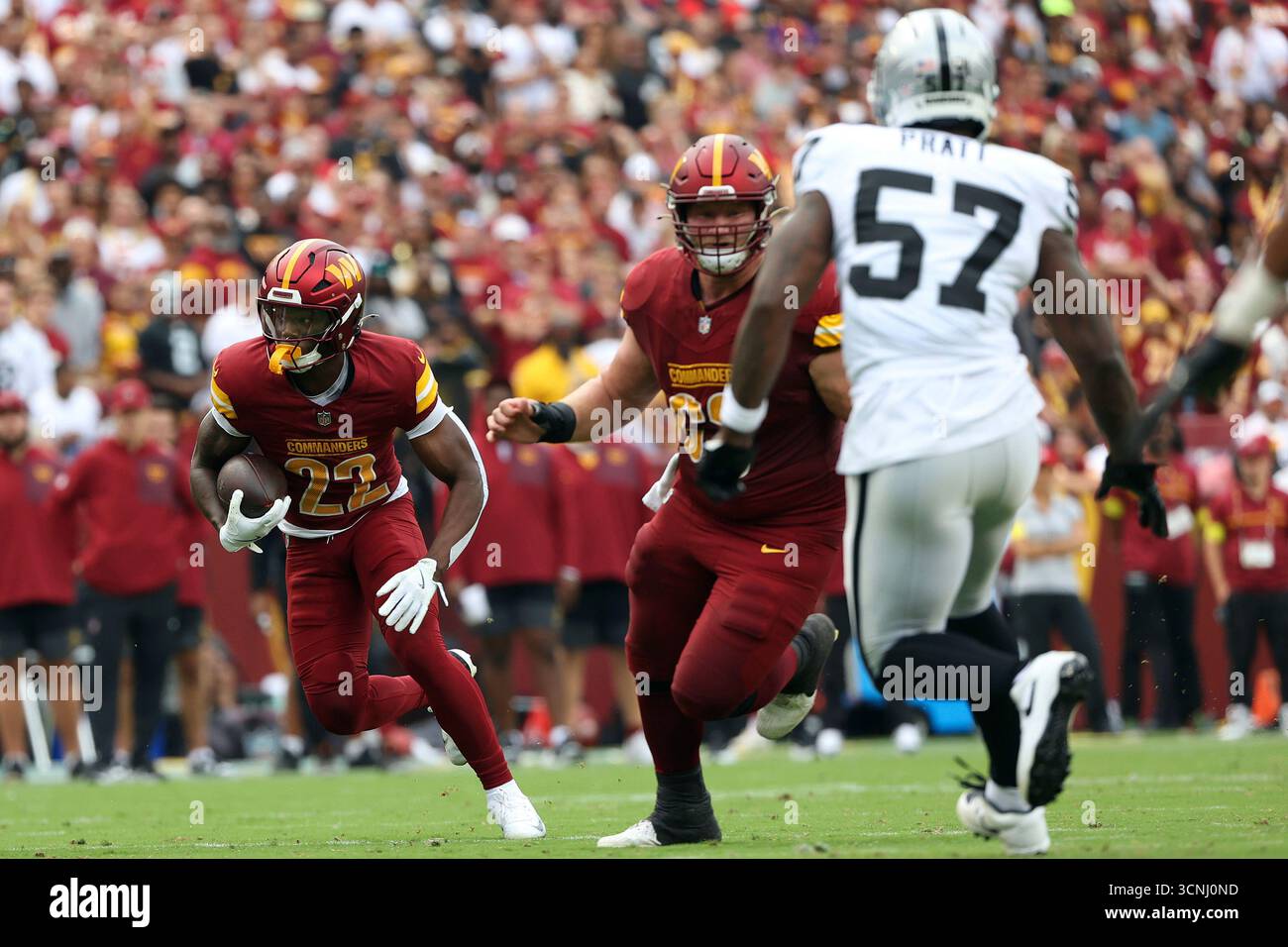 Washington Commanders running back Jacory Croskey-Merritt (22) runs ...