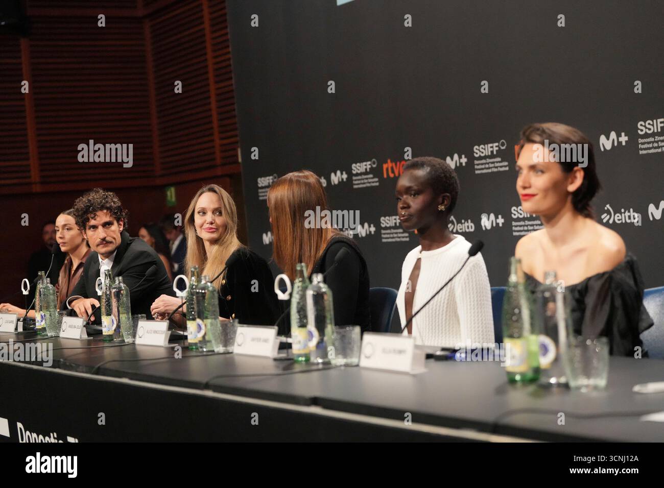 (L-R) Actress Garance Marillier, actor Louis Garrel, actress Angelina ...