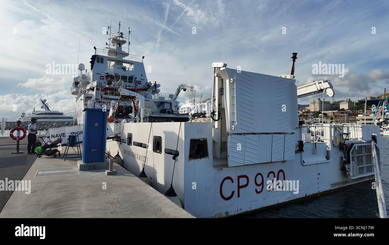 Genoa, Italy. 21 September 2025. Italian Coast Guard ship CP920 seen ...