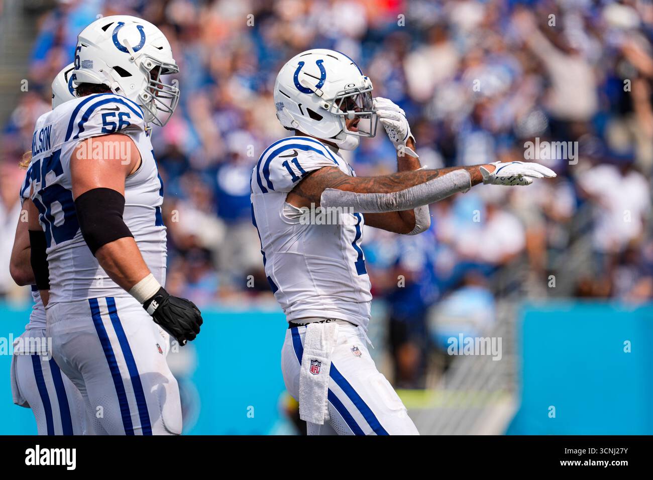Indianapolis Colts wide receiver Michael Pittman (11) celebrates a ...