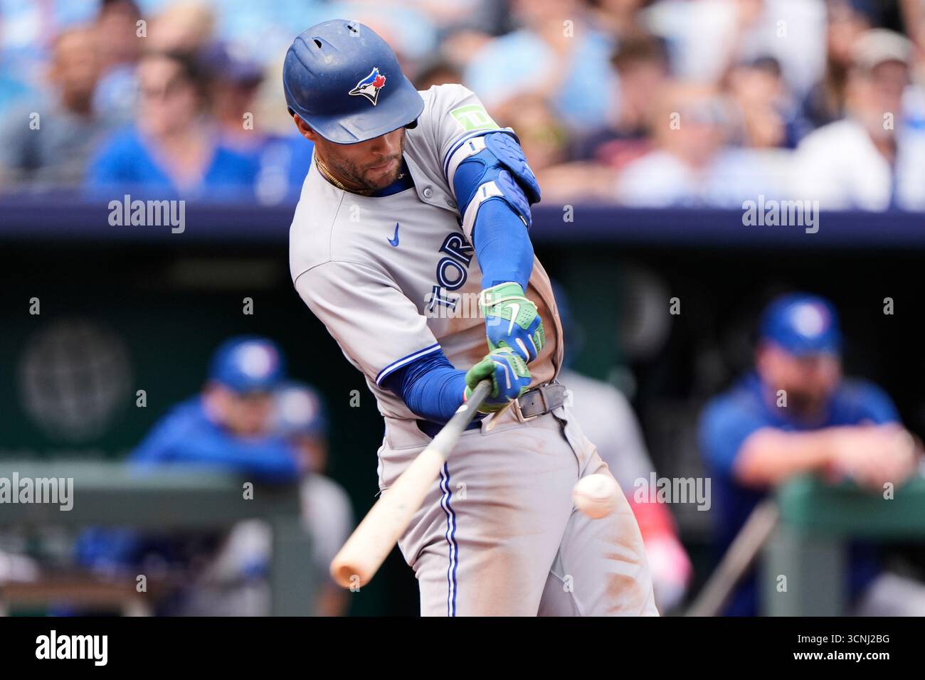 Toronto Blue Jays' George Springer hits an RBI double during the second ...