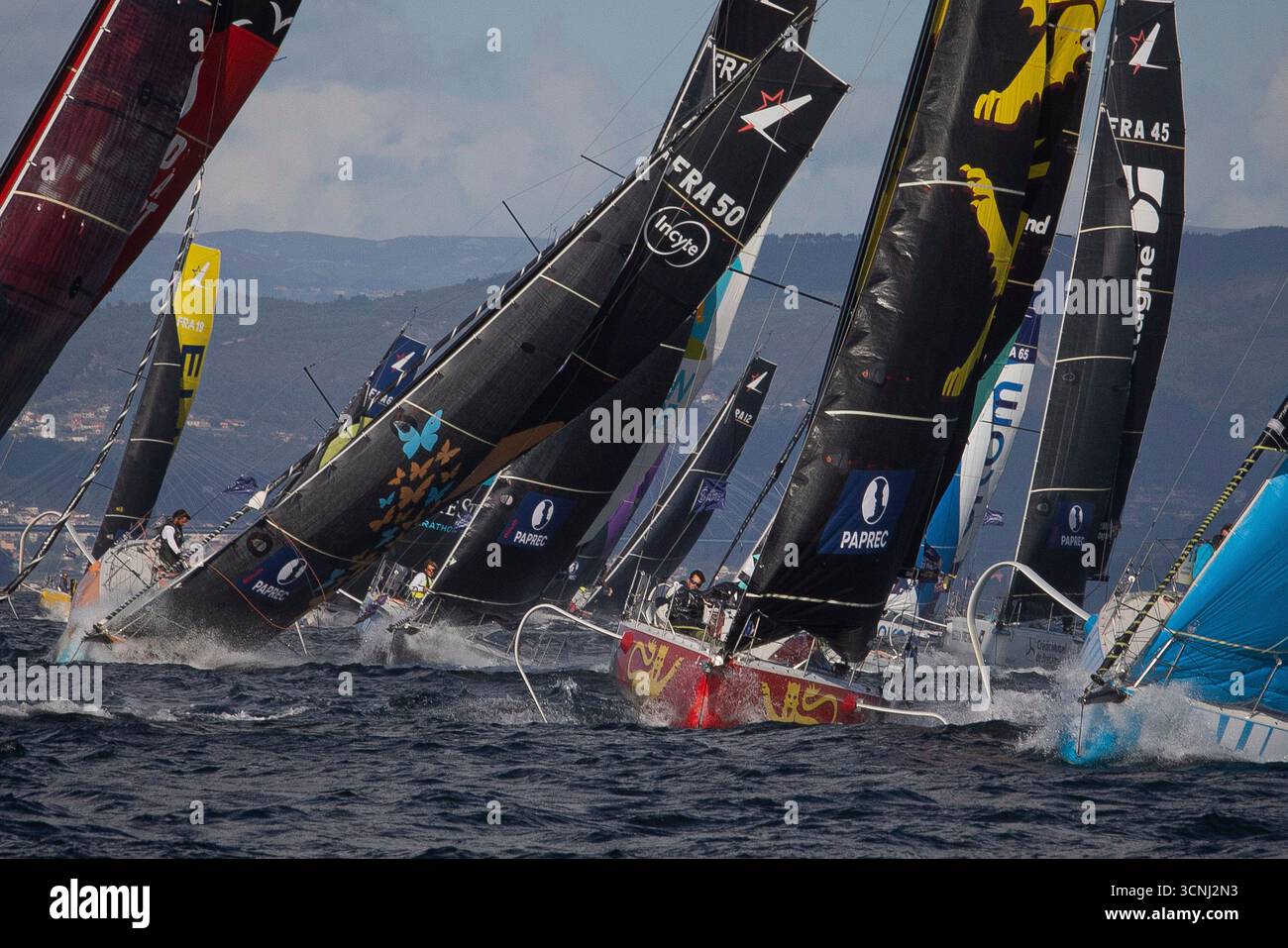 Several boats during the La Solitaire du Figaro Paprec regatta, in the ...