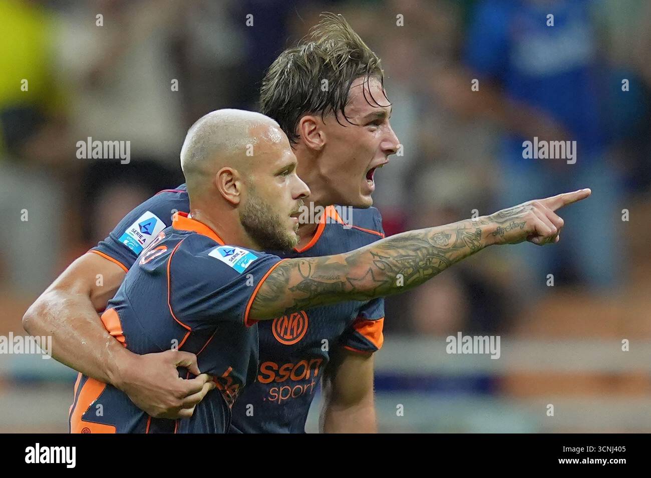 Inter Milan’s Federico Dimarco celebrates after scoring 1-0 during the ...
