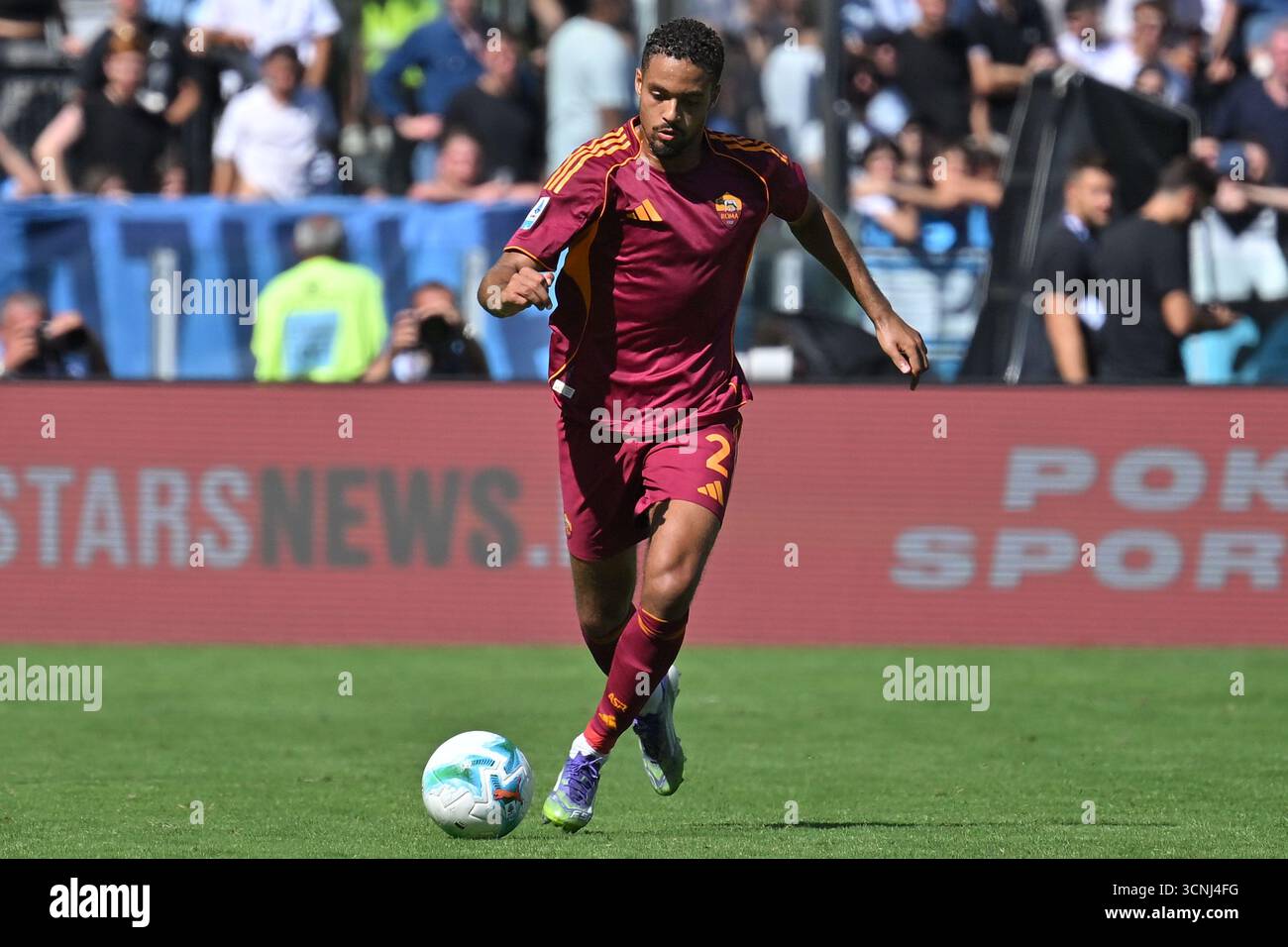 Devyne Rensch of AS Roma during the serie A Enilive match between SS ...