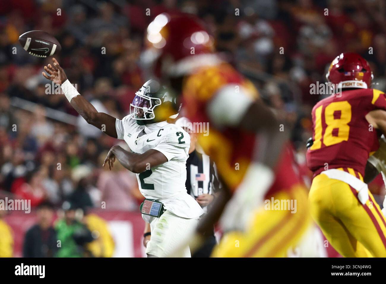 Michigan State quarterback Aidan Chiles throws the ball during the ...