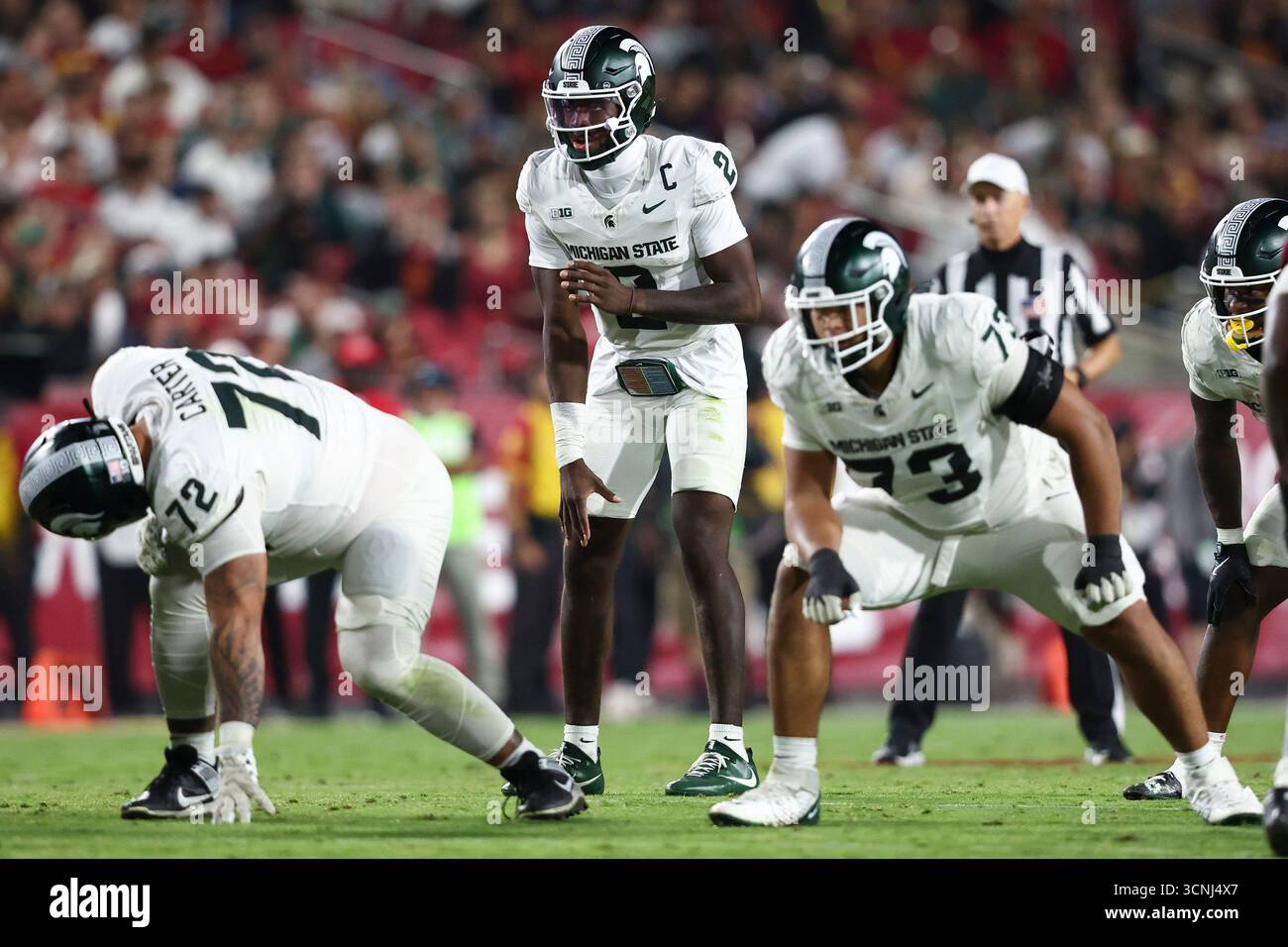 Michigan State quarterback Aidan Chiles prepares for the snap during ...