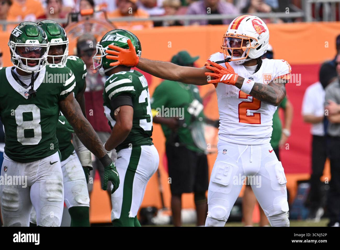 Tampa Bay Buccaneers wide receiver Emeka Egbuka (2) gestures during the ...