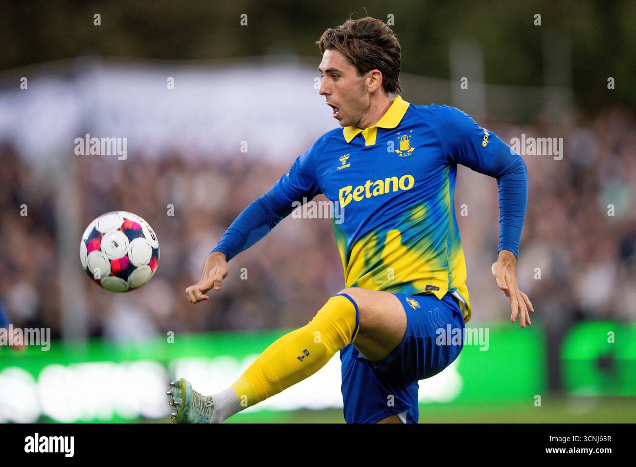 Broendby's Luis Binks in action during the Super League match between ...