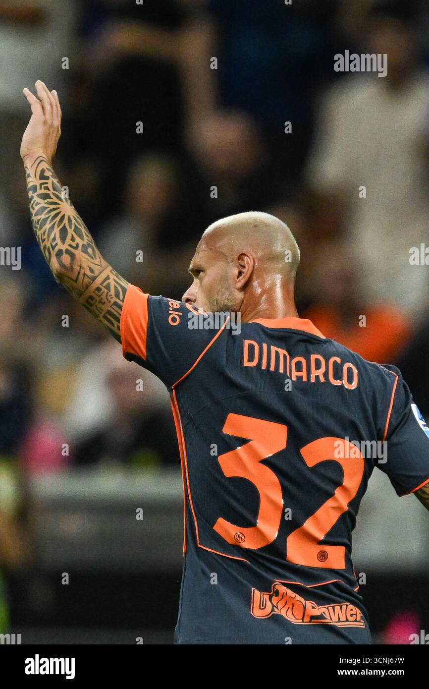 Federico Dimarco of Fc Inter celebrating after a goal during the ...