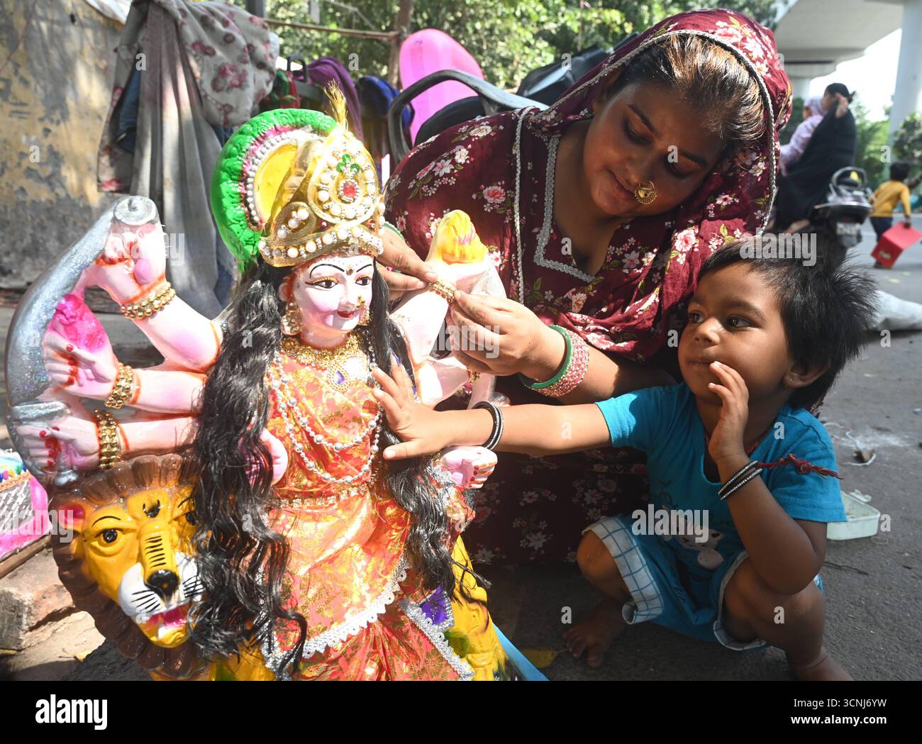 NEW DELHI, INDIA - SEPTEMBER 20: Artists seen giving final touches to ...