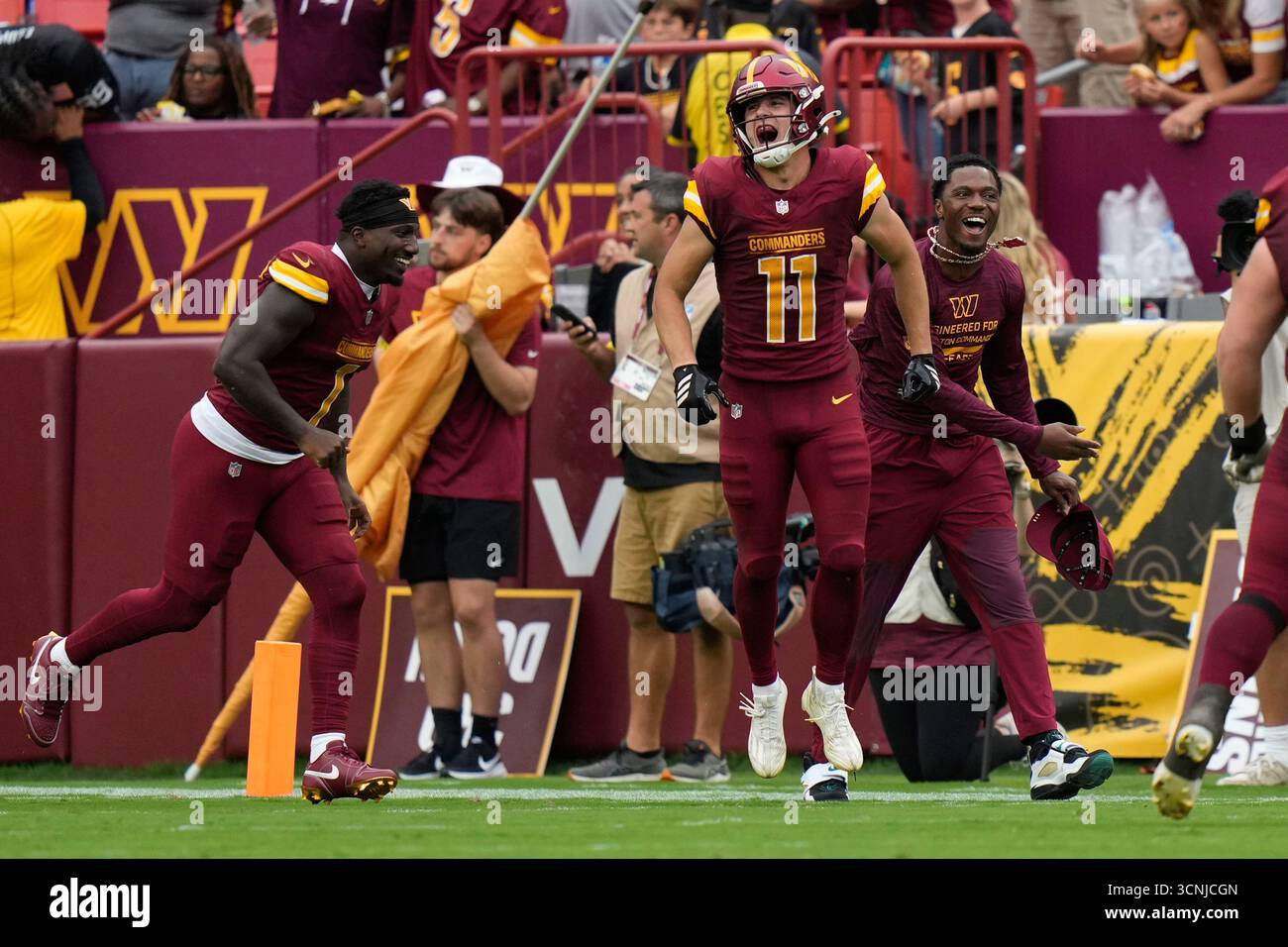 Washington Commanders wide receiver Luke McCaffrey (11) celebrates ...