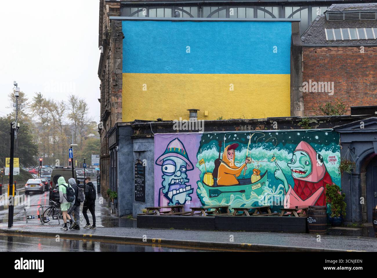 The mural on the Clutha Bar on Clyde Street, Glasgow, which was the ...