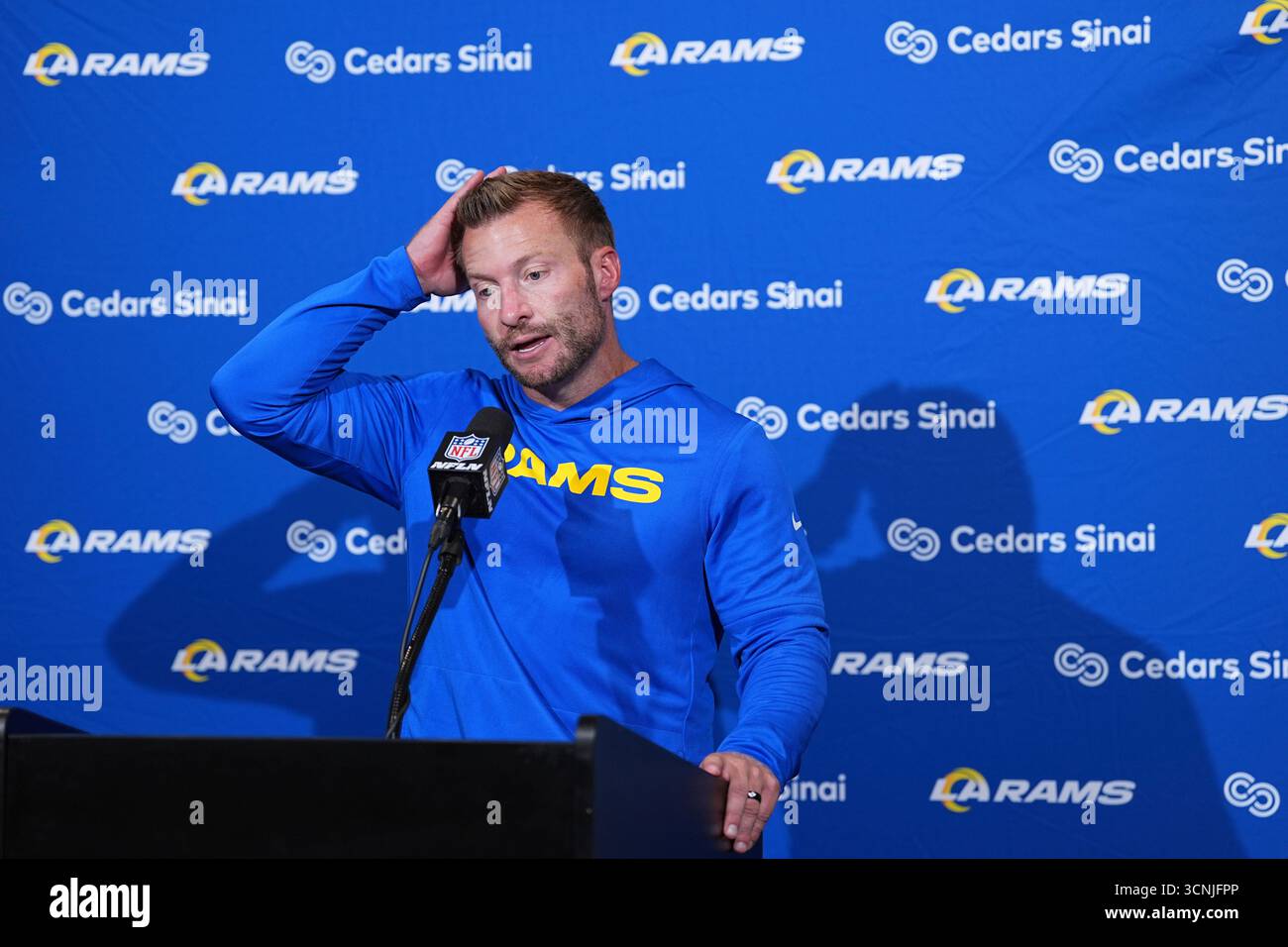 Los Angeles Rams head coach Sean McVay speaks during a news conference ...
