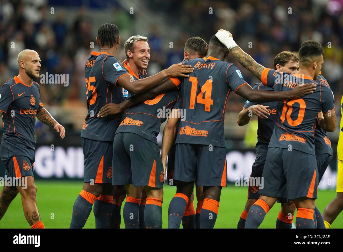 Inter Milan players celebrate after their teammate Carlos Augusto ...