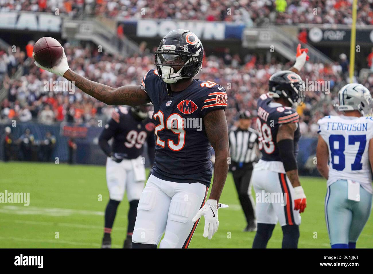 Chicago Bears cornerback Tyrique Stevenson (29) celebrates after ...
