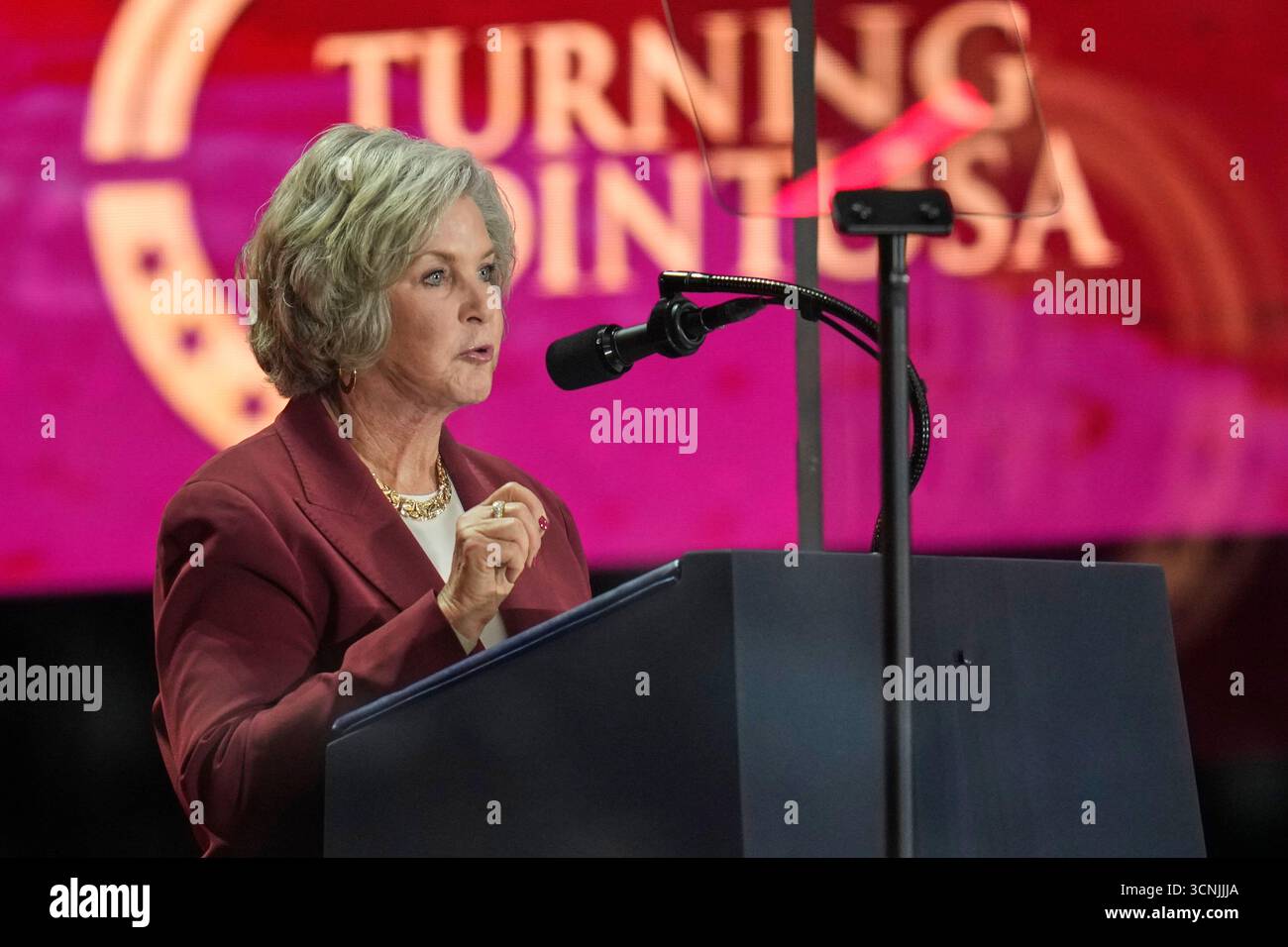 White House Chief of Staff Susie Wiles speaks at a memorial for ...