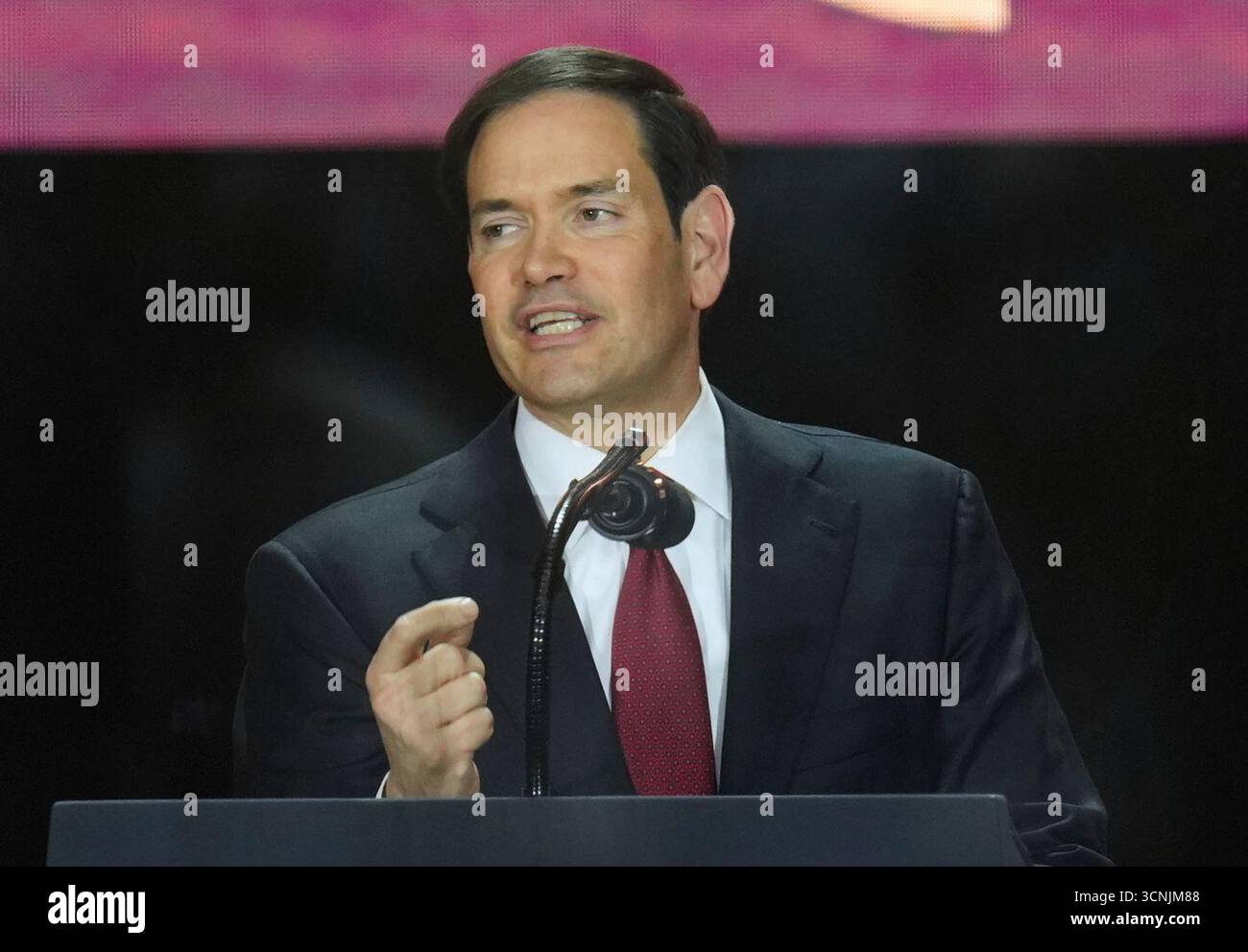 Secretary of State Marco Rubio speaks at a memorial for Charlie Kirk ...