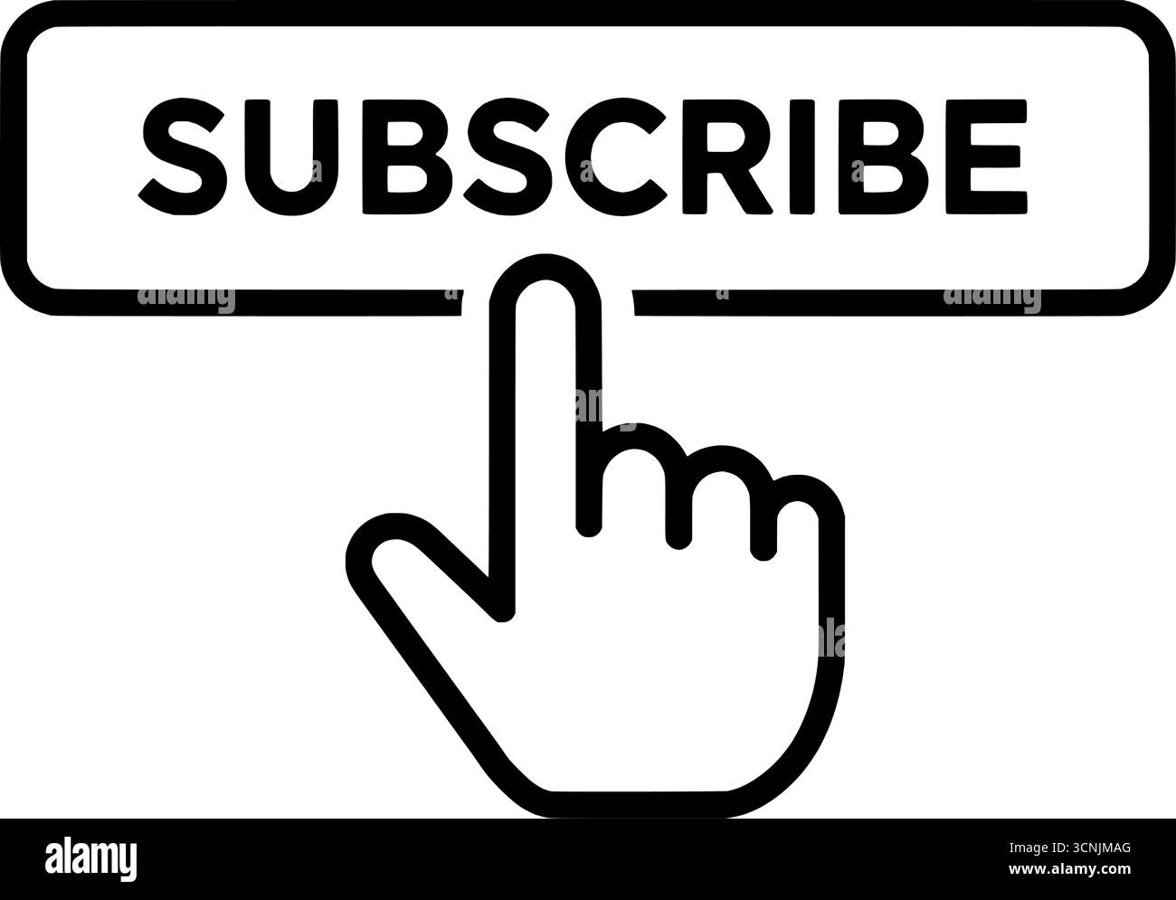 User Interface Subscribe Button with Hand Icon Concept Thin Line ...